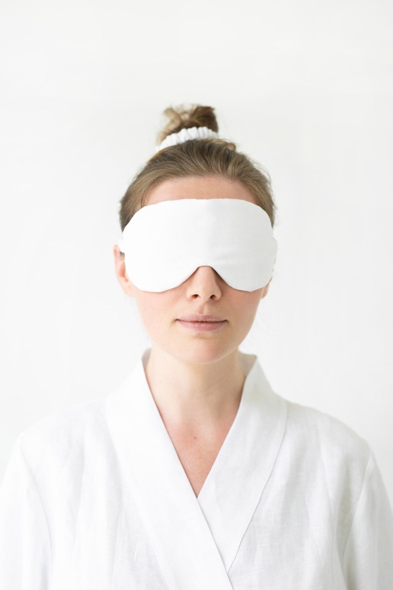 Sleep Mask / White Linen Sleeping Mask / Travel Eye Mask / Organic ...