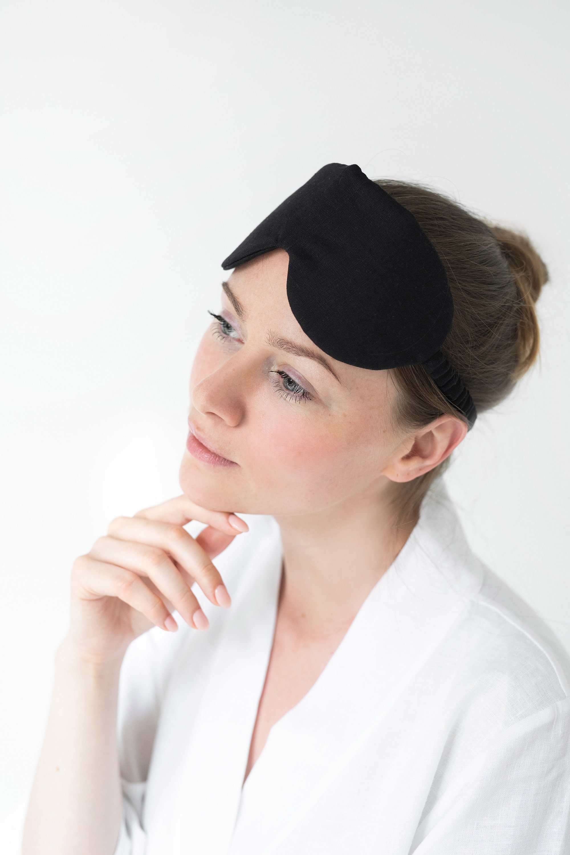 Black Sleep Mask Set / Sleeping Mask With Scrunchie / Black Blindfold ...