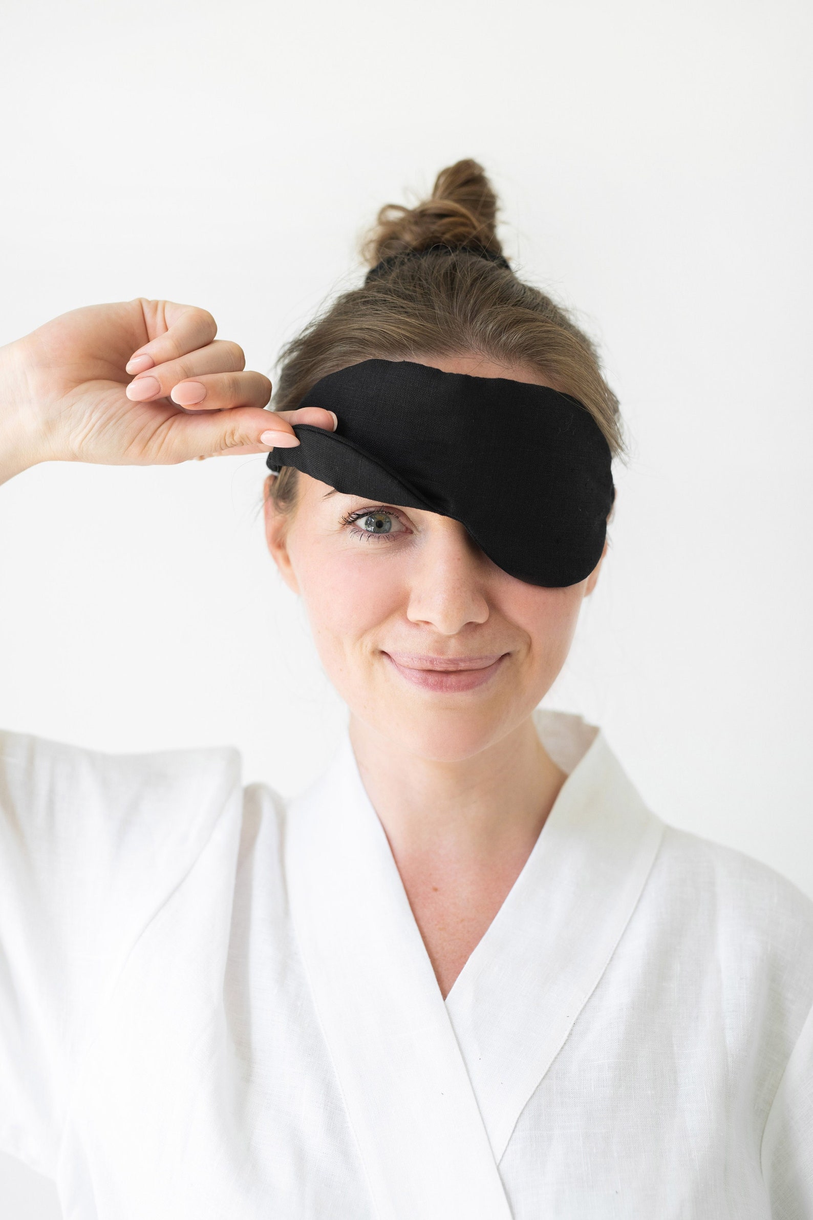 Black Sleep Mask Set / Sleeping Mask With Scrunchie / Black Blindfold ...