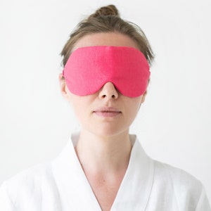 Pink Sleeping Mask Set / Organic Linen Sleep Mask / Night Eye Mask ...