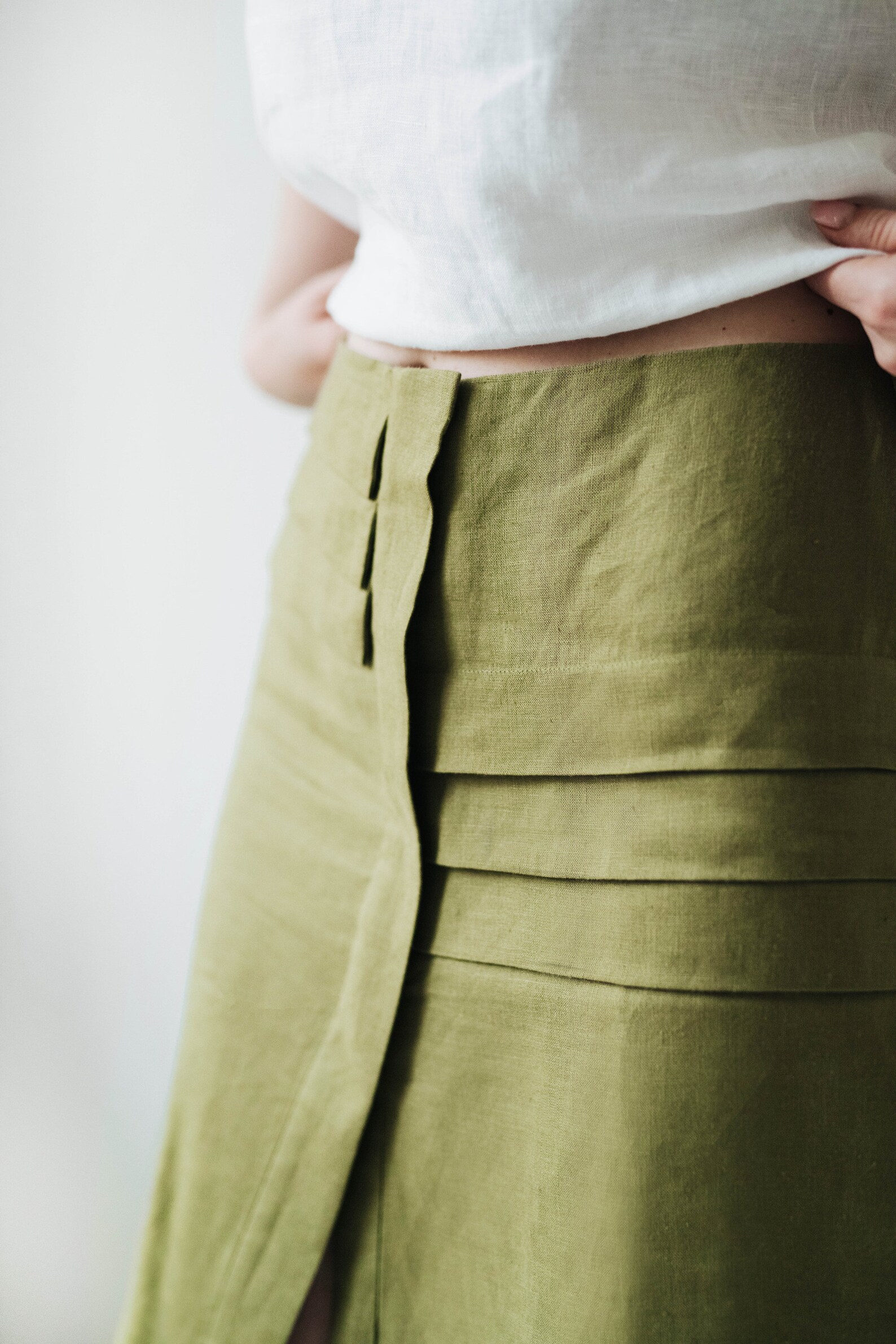Linen pleated skirt/ Mini wrap linen skirt/ Soft linen | Etsy
