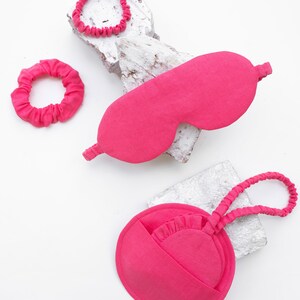 Pink Sleeping Mask Set / Organic Linen Sleep Mask / Night Eye Mask ...
