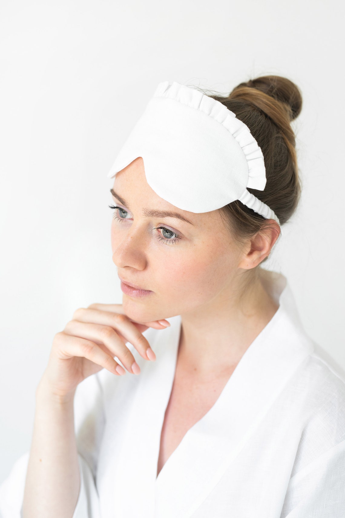 Sleep Mask / White Linen Sleeping Mask / Travel Eye Mask / - Etsy