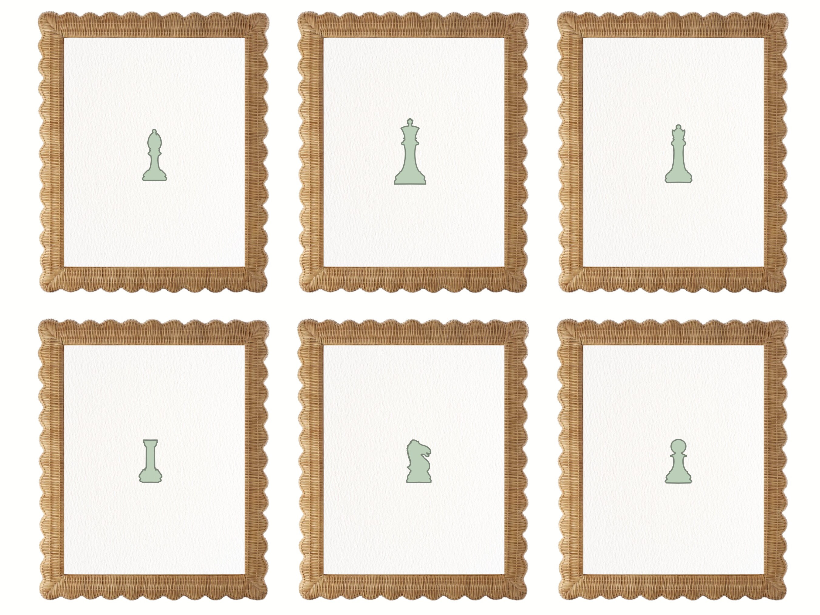 Set of 6 Green Chess Pieces Printable Art ~ Wall Art ~ Green Chess ...