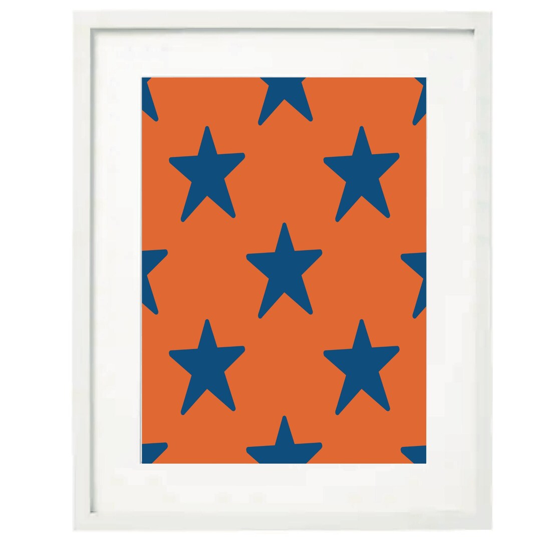 Blue and Orange Star Printable Art ~ Wall Art ~ Blue Posters ...