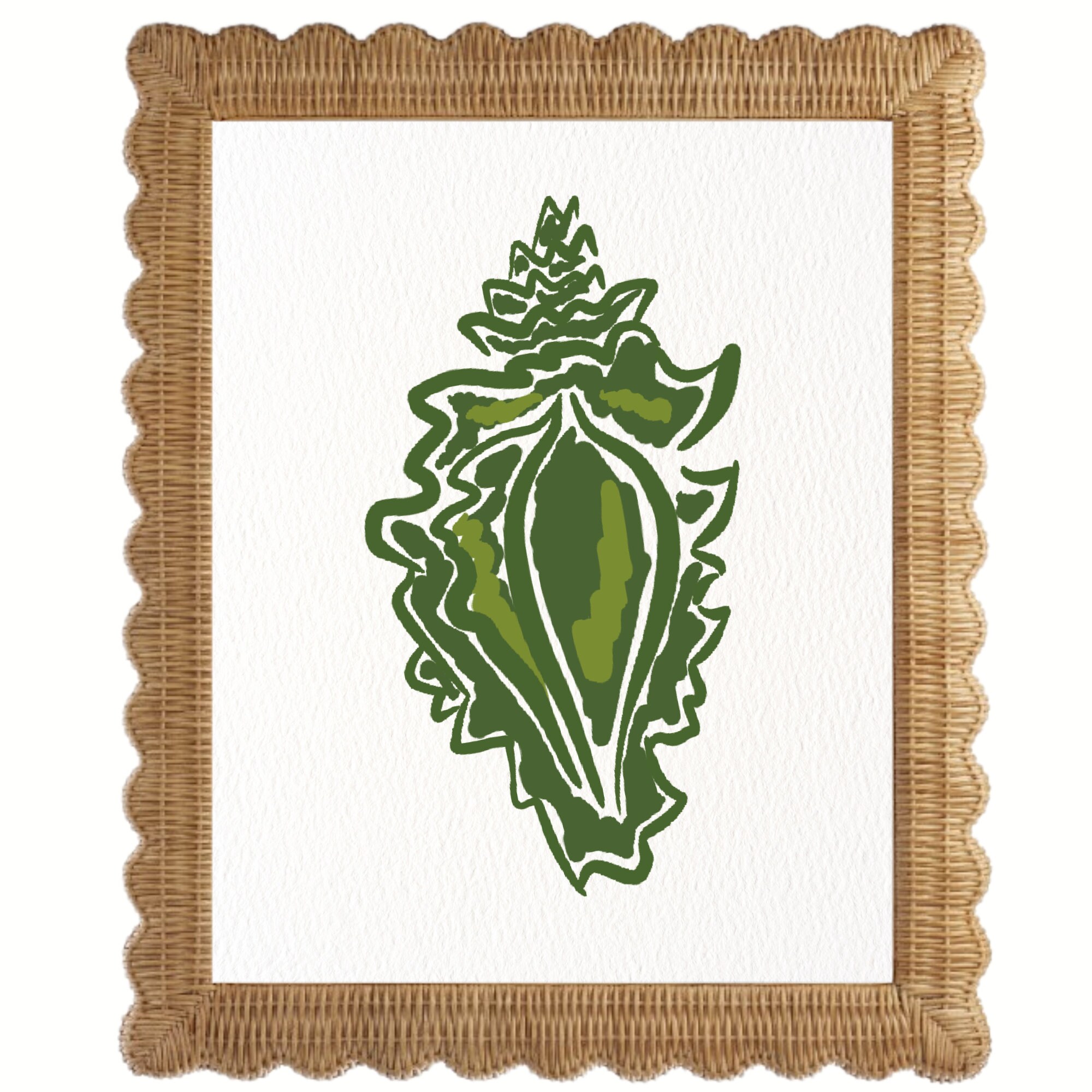 Green Seashell Printable Art Wall Art Green Shell Posters Printable ...