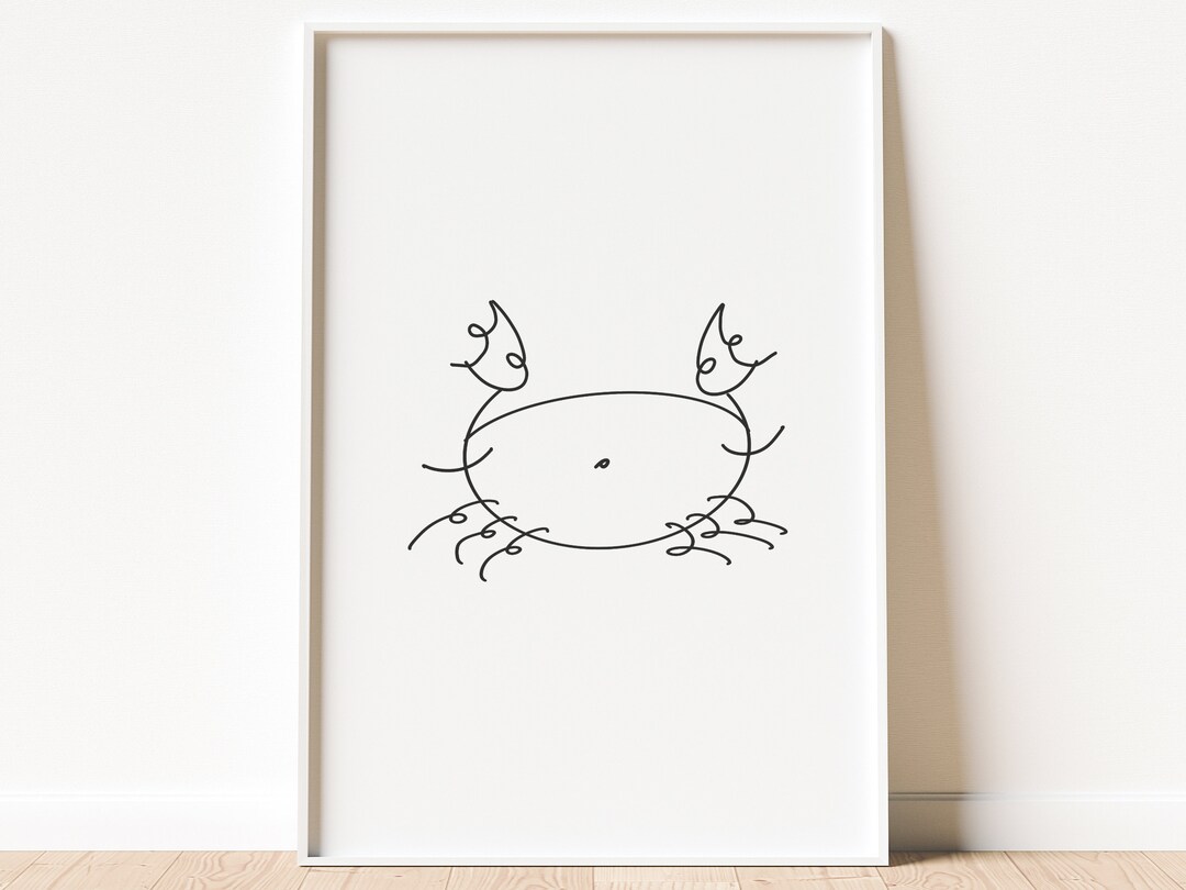 Line Drawn Crab Printable Art Nursery Wall Art Crab Sea - Etsy