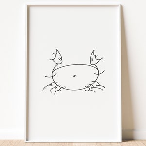 Line Drawn Crab Printable Art Nursery Wall Art Crab Sea - Etsy
