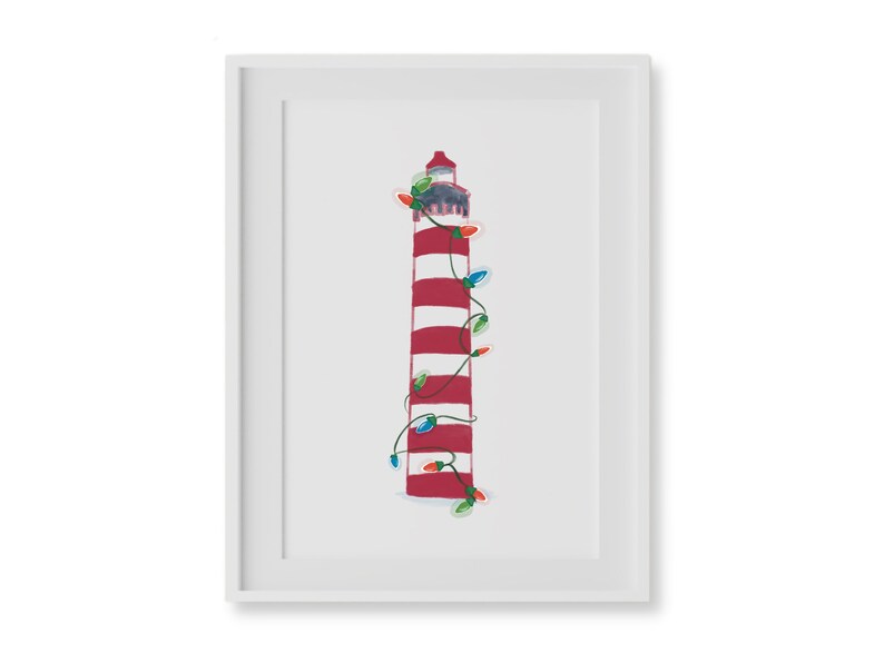Lighthouse & Christmas Lights Printable Art Nursery Wall Art Christmas ...