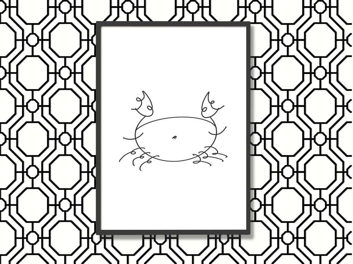 Line Drawn Crab Printable Art Nursery Wall Art Crab Sea - Etsy