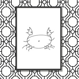 Line Drawn Crab Printable Art Nursery Wall Art Crab Sea - Etsy