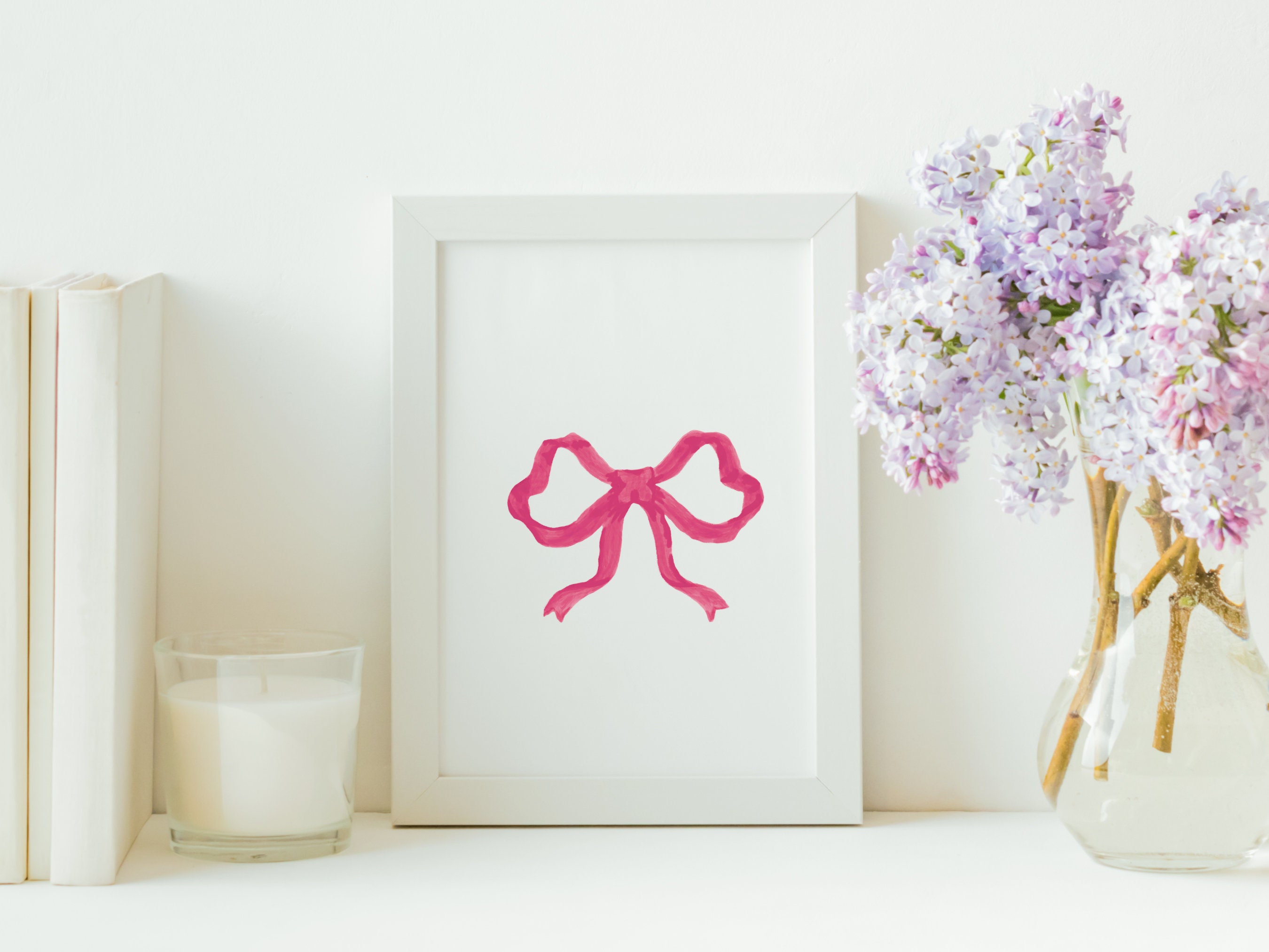 Pink Ribbon Bow Printable Art Wall Art Pink Bow Posters Printable ...