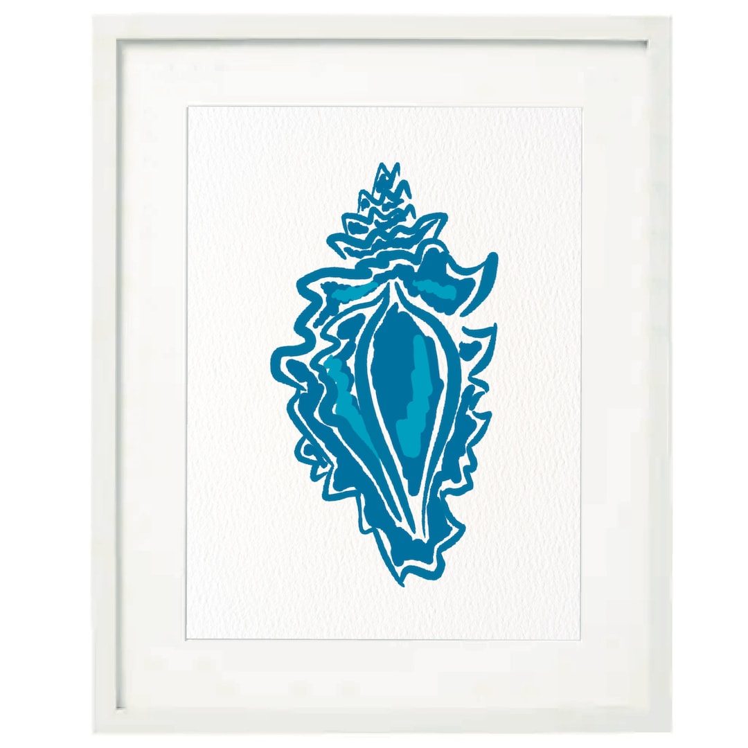 Blue Seashell Printable Art ~ Wall Art ~ Blue Shell Posters ~ Printable ...