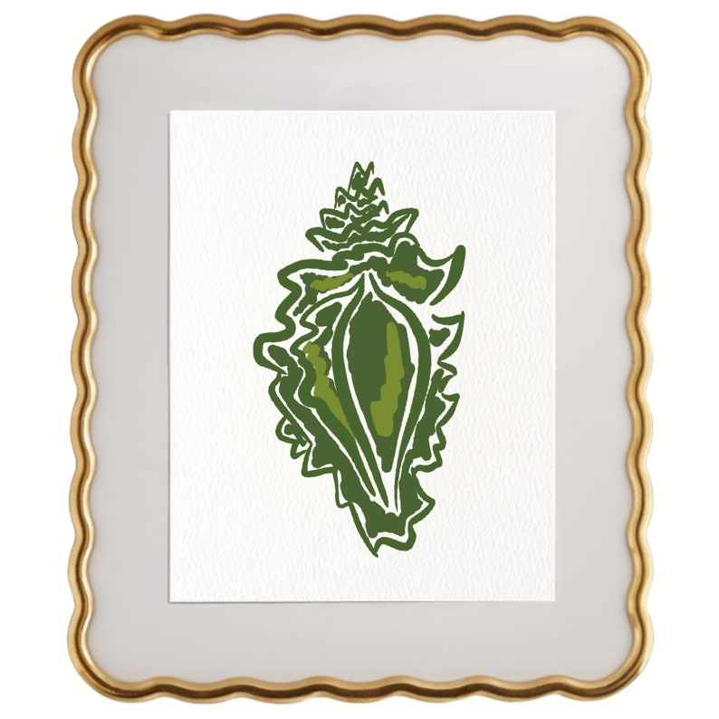 Green Seashell Printable Art ~ Wall Art ~ Green Shell Posters ...