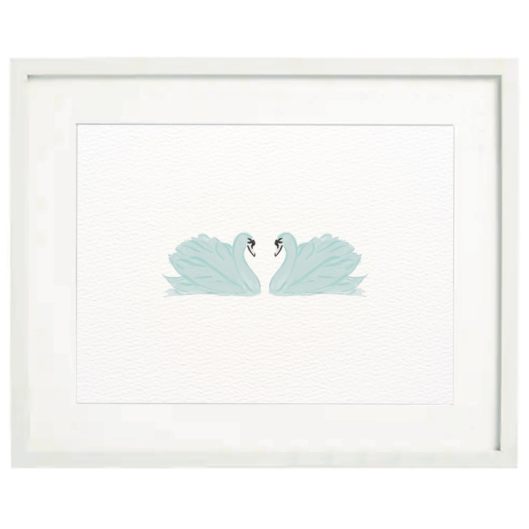 Watercolor Light Blue Swans Printable Art ~ Grandmillenial Wall Art ...