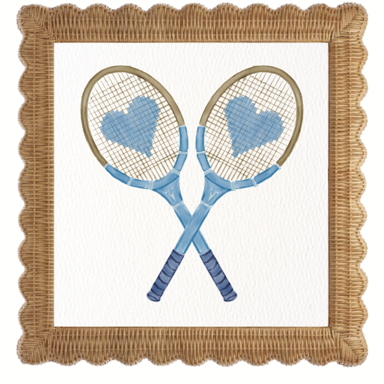 Printable Tennis Rackets With Blue Hearts Wall Art - Etsy