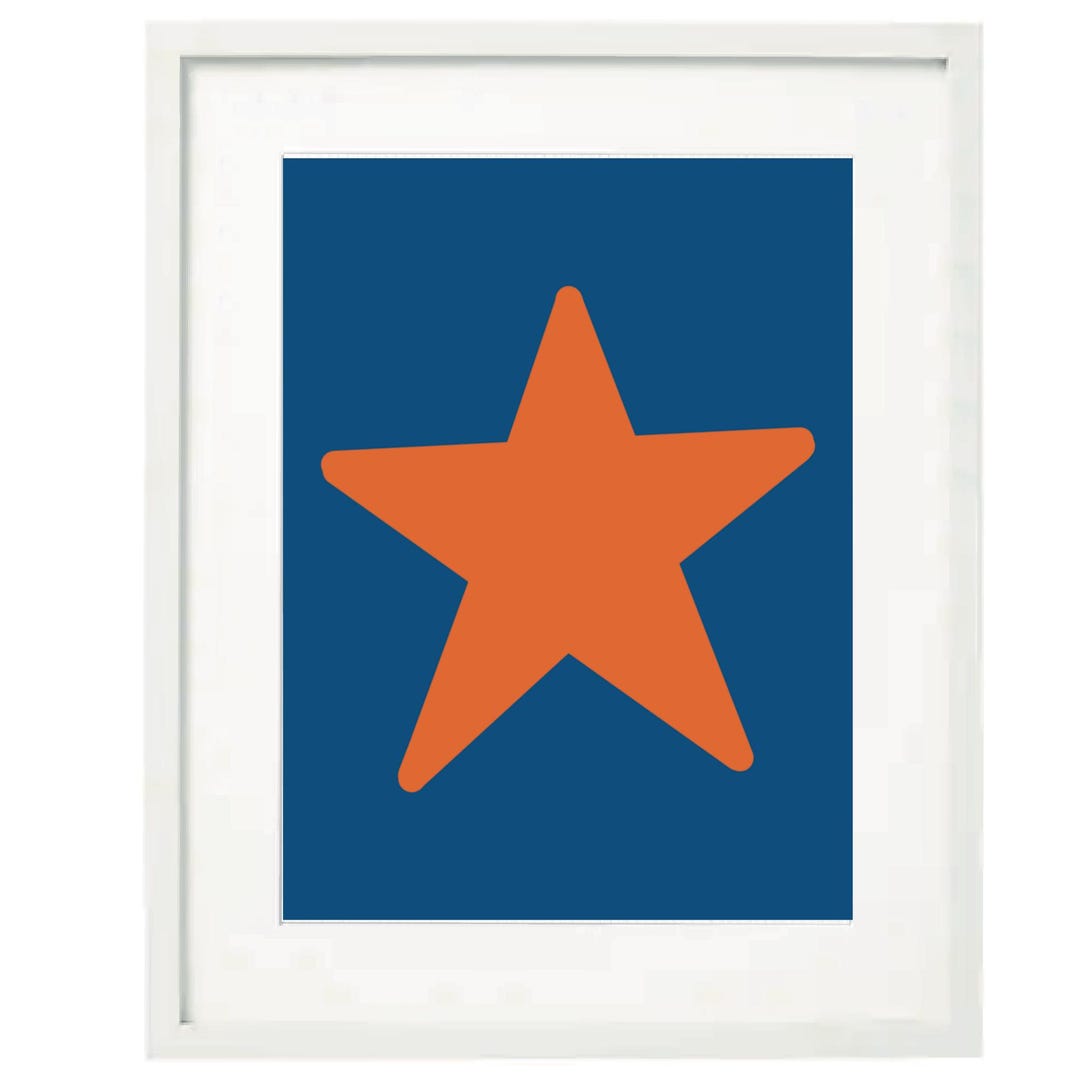Blue and Orange Star Printable Art Wall Art Blue Posters Printable ...