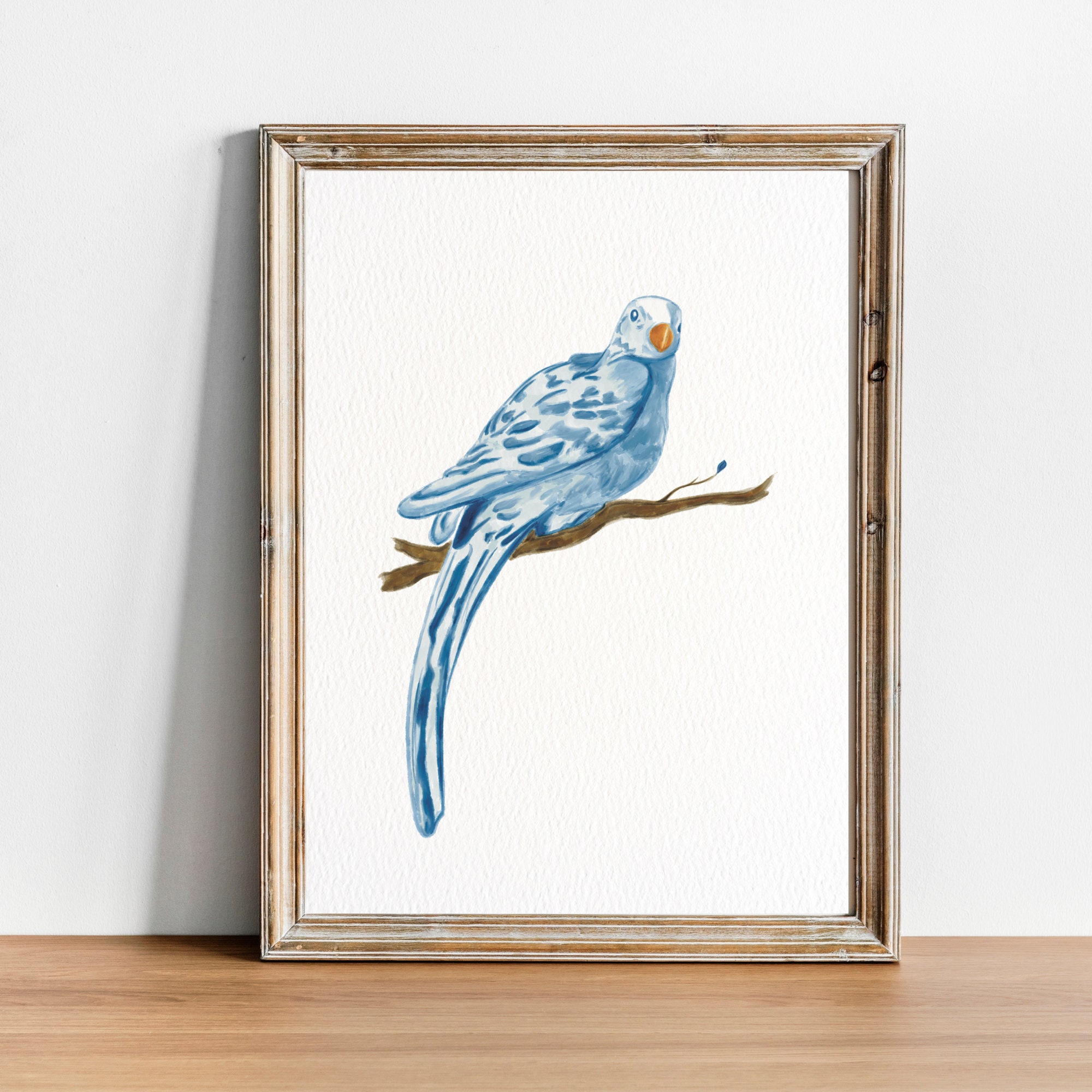 Blue Bird Printable Art Wall Art Blue and White Bird Posters Printable ...