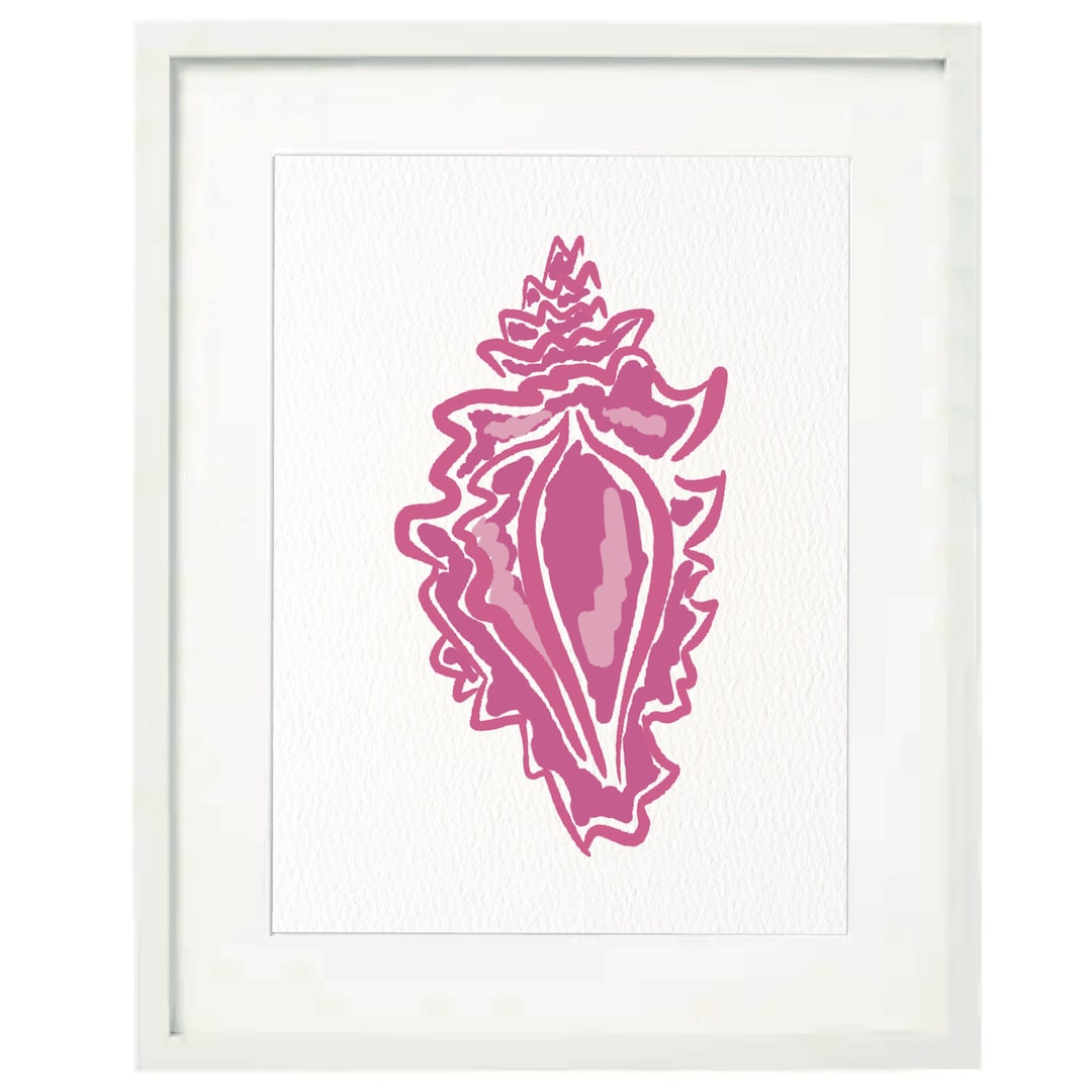 Bright Pink Seashell Printable Art ~ Wall Art ~ Pink Shell Posters ...