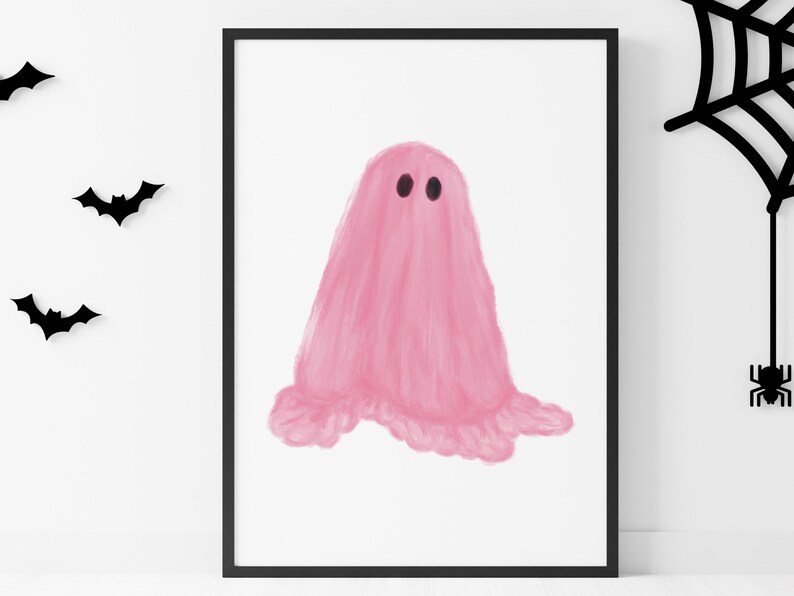 Halloween Pink Ghost Printable Art Wall Art Light Pink Light Ghost ...