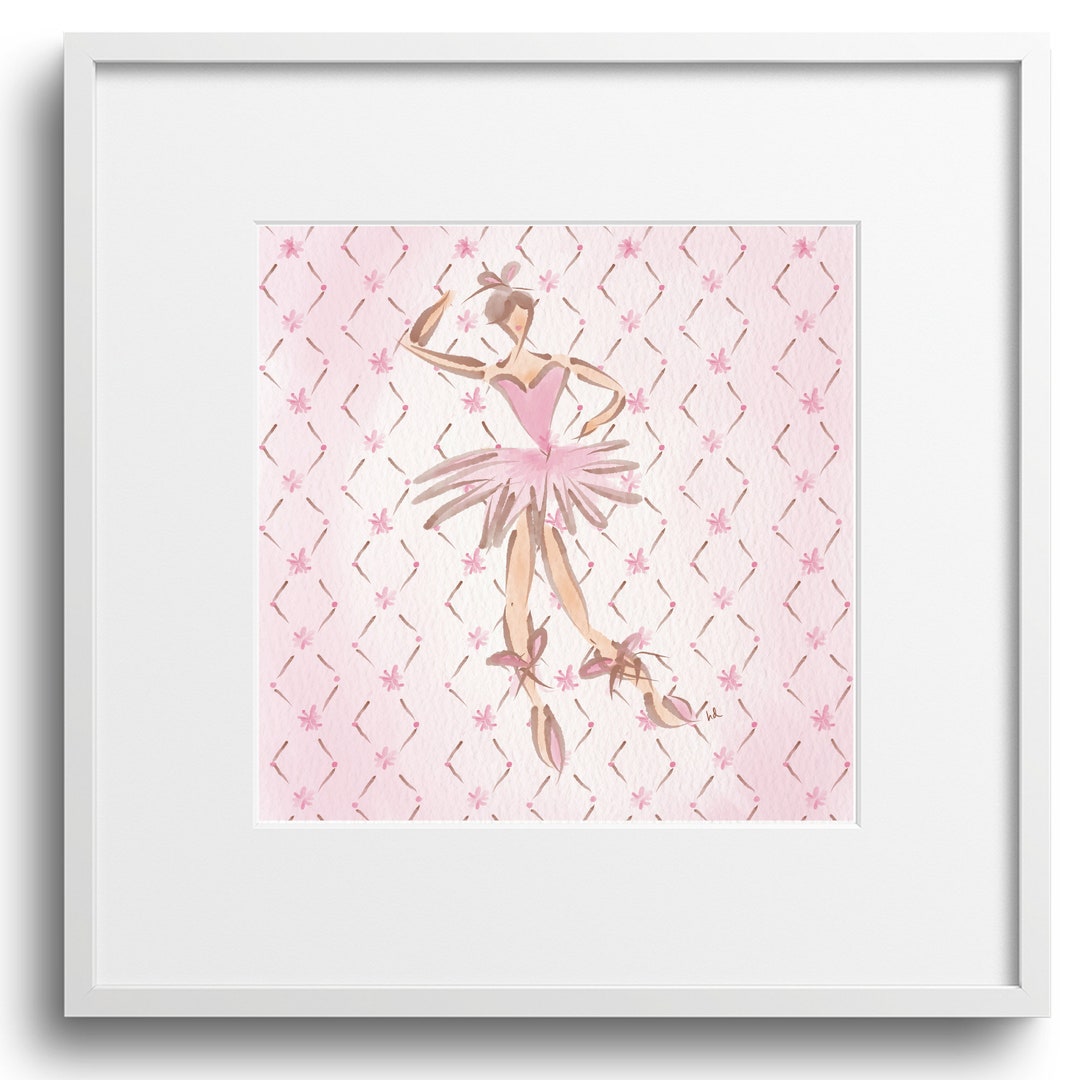 Pink and Brown Ballerina Printable Art ~ Square Wall Art ~ Girl Dancing ...