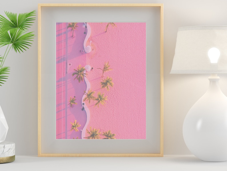 Miami Beach Boardwalk Pink Printable Art Wall Art Miami Beach South ...