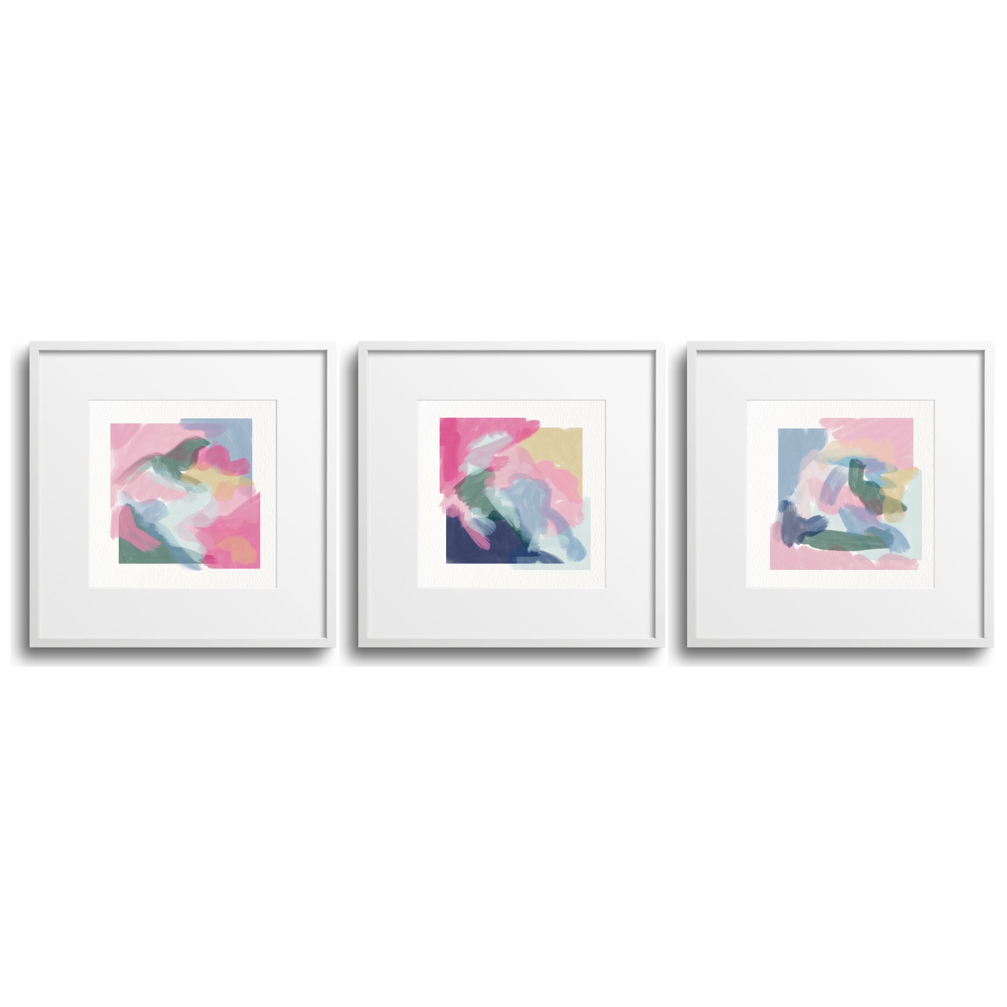 5x5 Abstract Set of Three Printable Art Square Wall Art Pink Posters ...