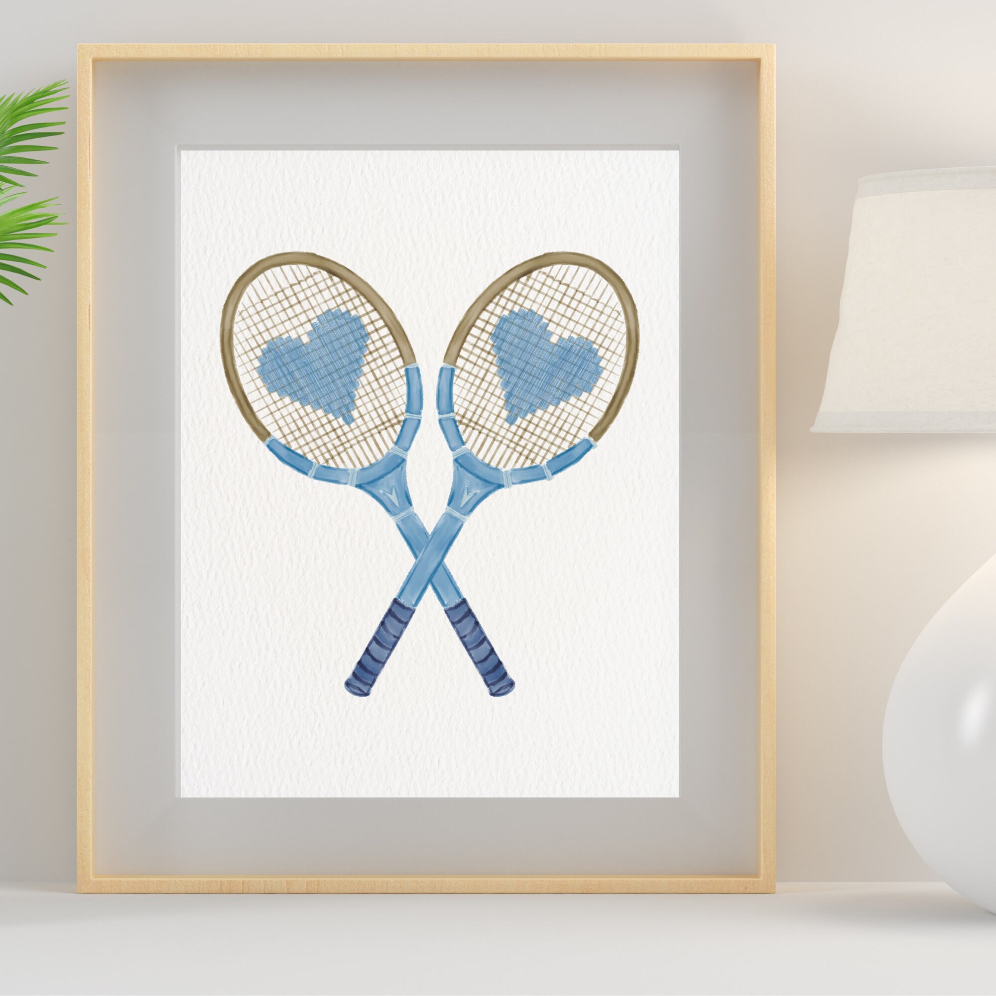 Tennis Rackets With Blue Hearts Printable Art Wall Art - Etsy