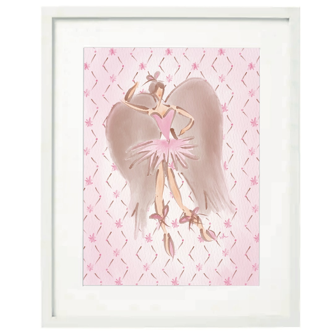 Light Pink and Brown Angel Ballerina Printable Art Downloadable Wall ...