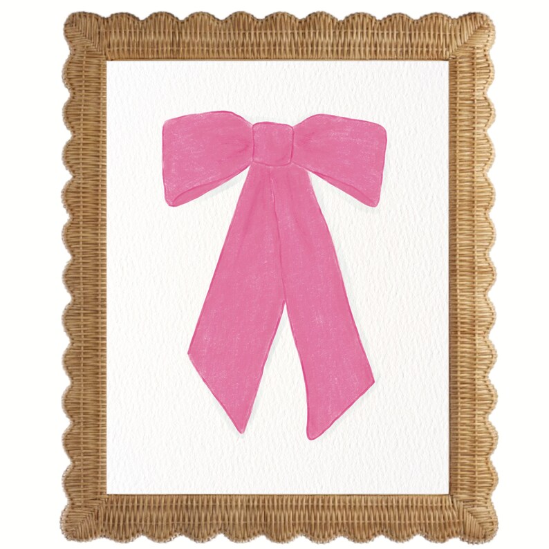 Pink Velvet Bow Art Print: Preppy Chinoiserie Decor (digital Download ...
