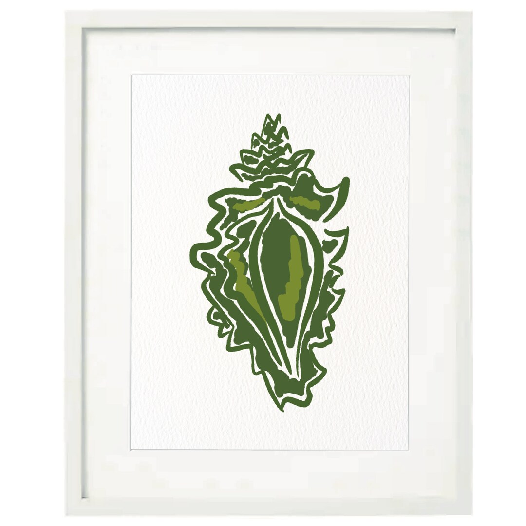 Green Seashell Printable Art ~ Wall Art ~ Green Shell Posters ...