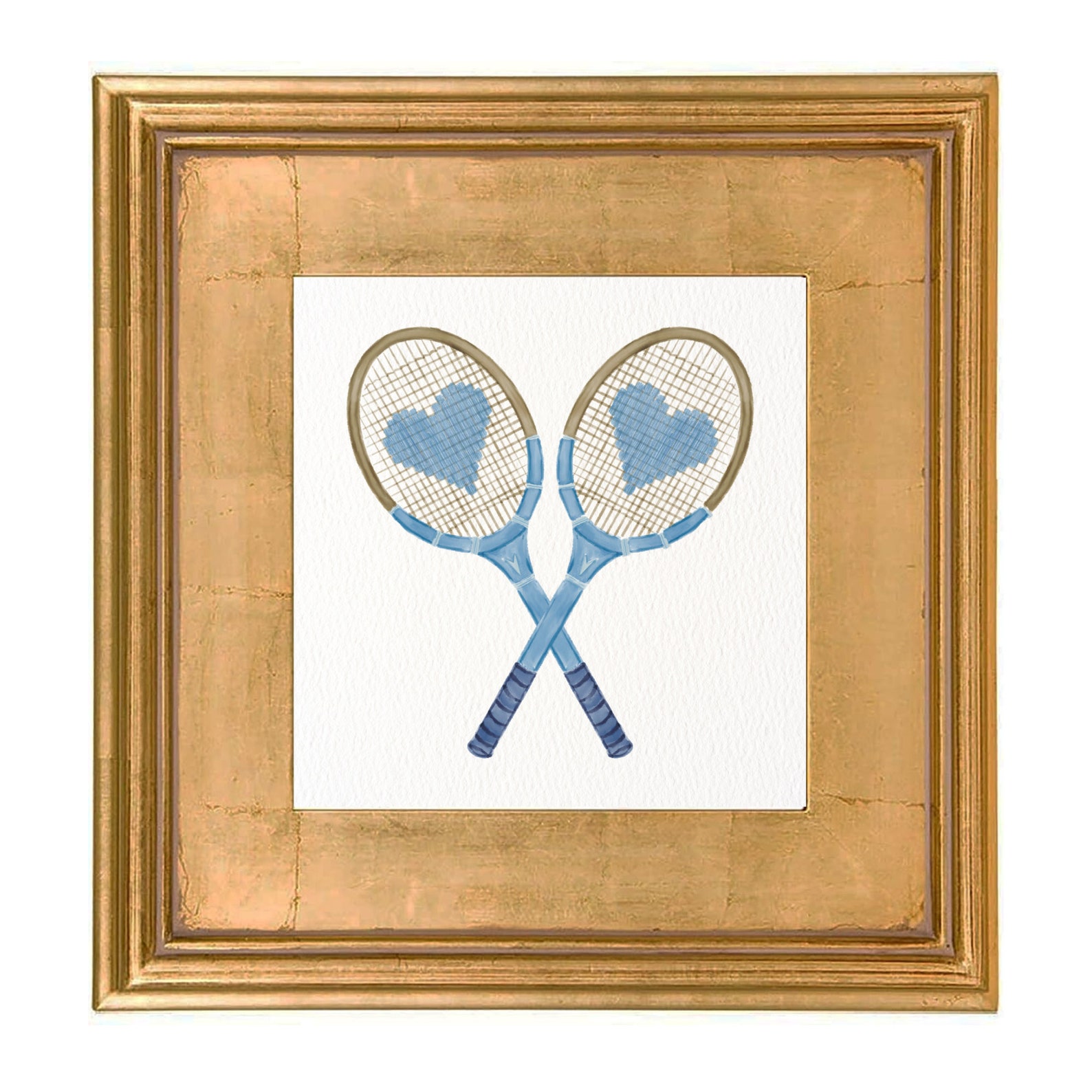 Printable Tennis Rackets With Blue Hearts Wall Art - Etsy