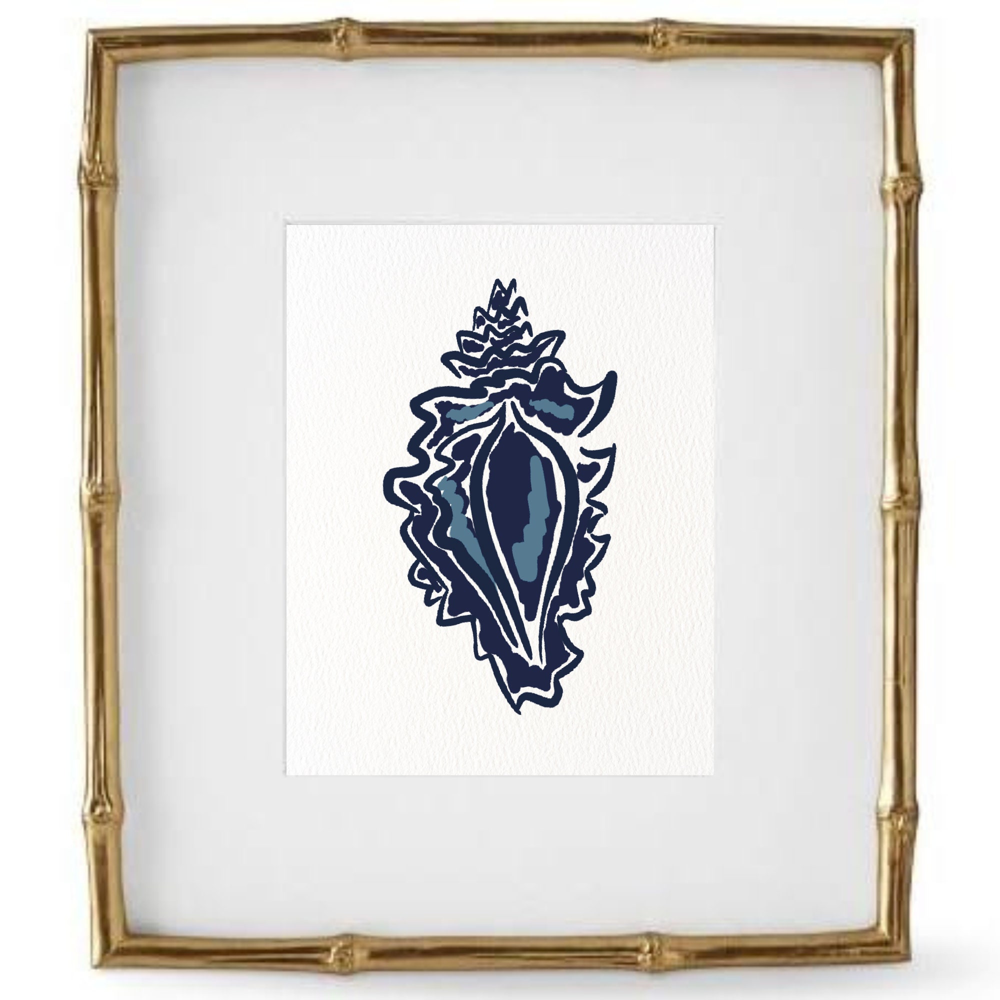 Dark Blue Seashell Art Print: Coastal Wall Decor (digital Download) - Etsy