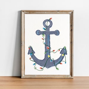 Blue Anchor & Christmas Lights Printable Art ~ Wall Art ~ Christmas ...