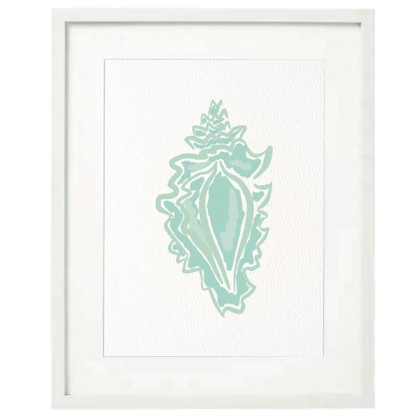 Green Seashell Printable Art Wall Art Green Shell Posters Printable ...