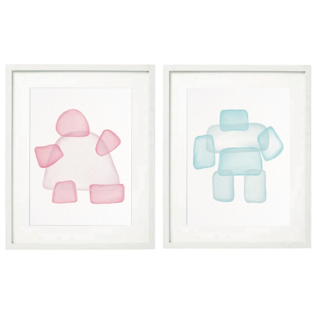 Pink and Blue Set of Two Abstract Printable Art ~ Wall Art ~ Pink Blue ...
