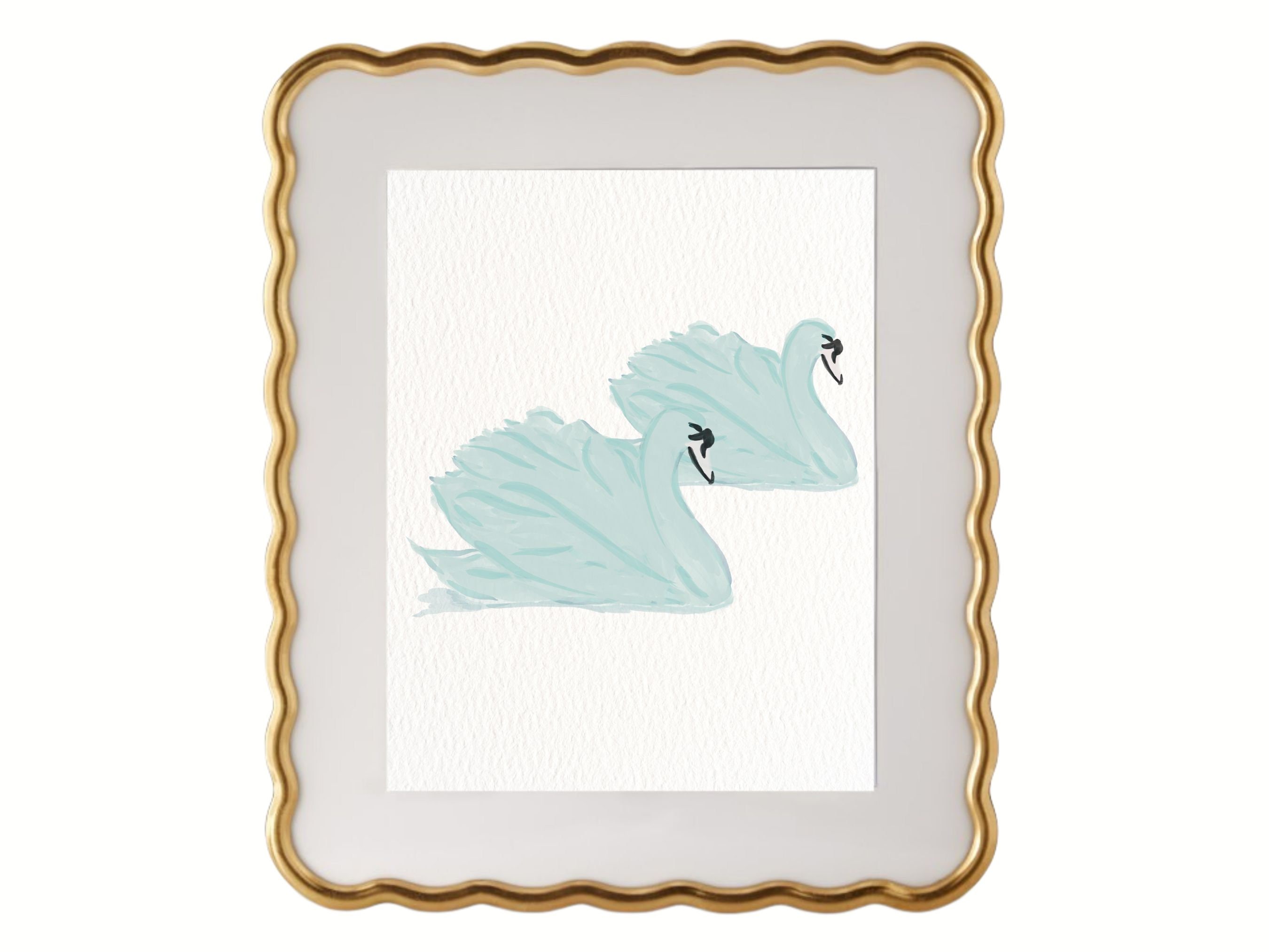 Watercolor Light Blue Swans Printable Art Wall Art - Etsy