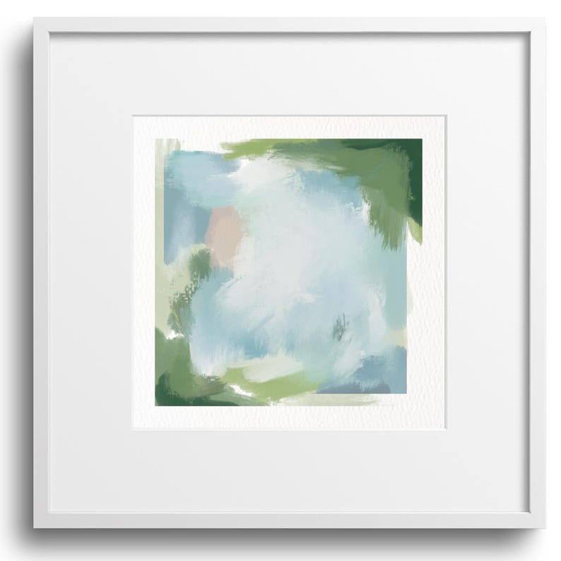 Blue Green Abstract Art Print: Grandmillennial Style (digital Download ...