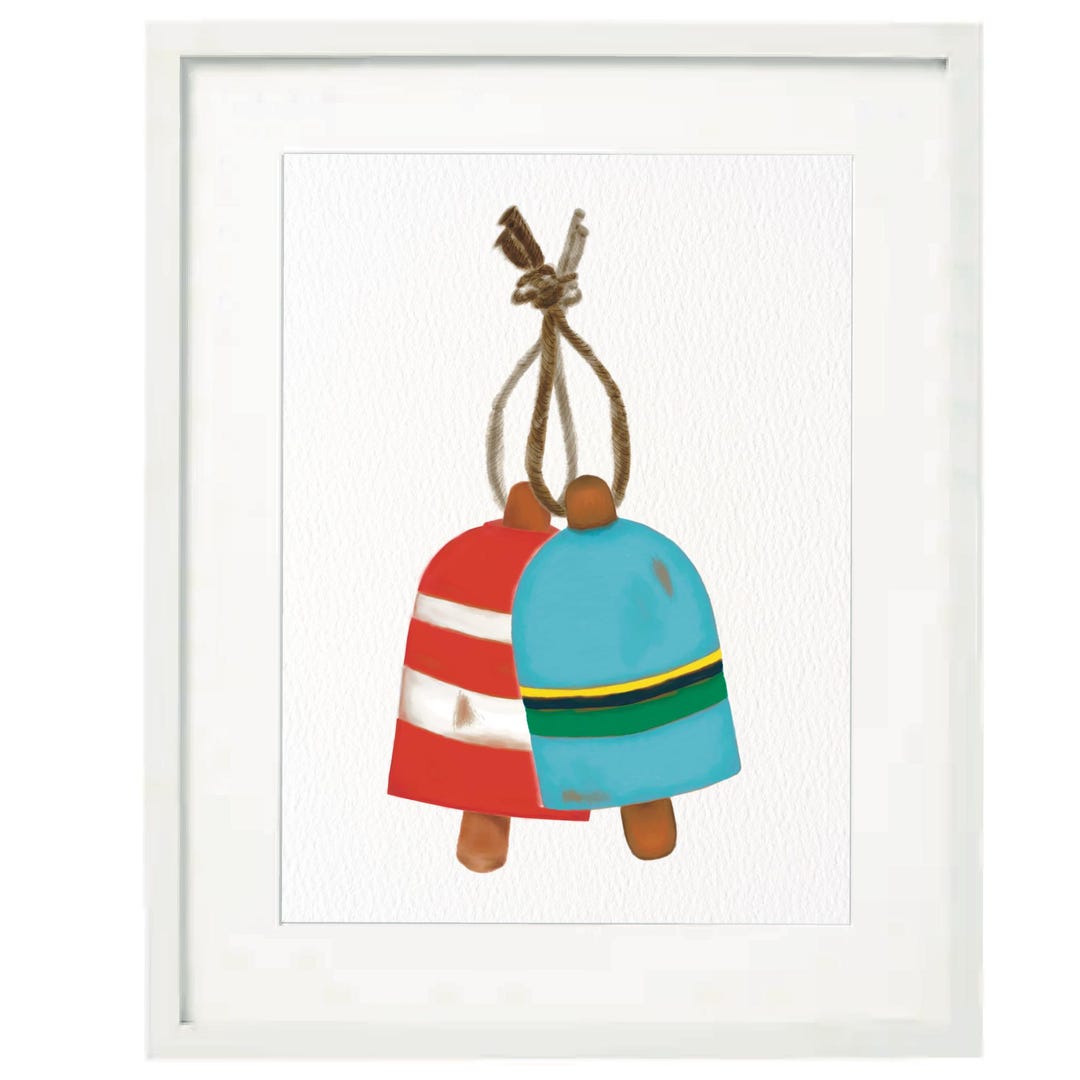 Red Blue Green Yellow White Buoy Printable Art ~ Wall Art ~ Blue Boat ...