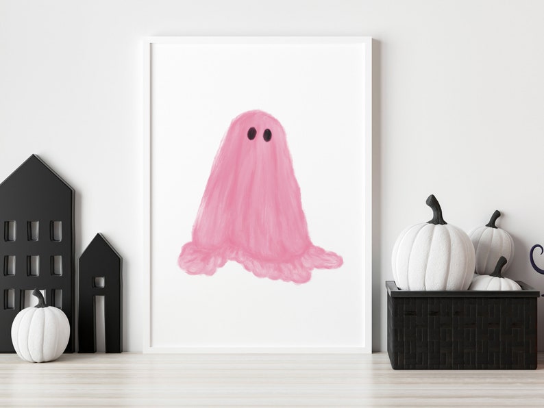 Halloween Pink Ghost Printable Art ~ Wall Art ~ Light Pink Light Ghost ...