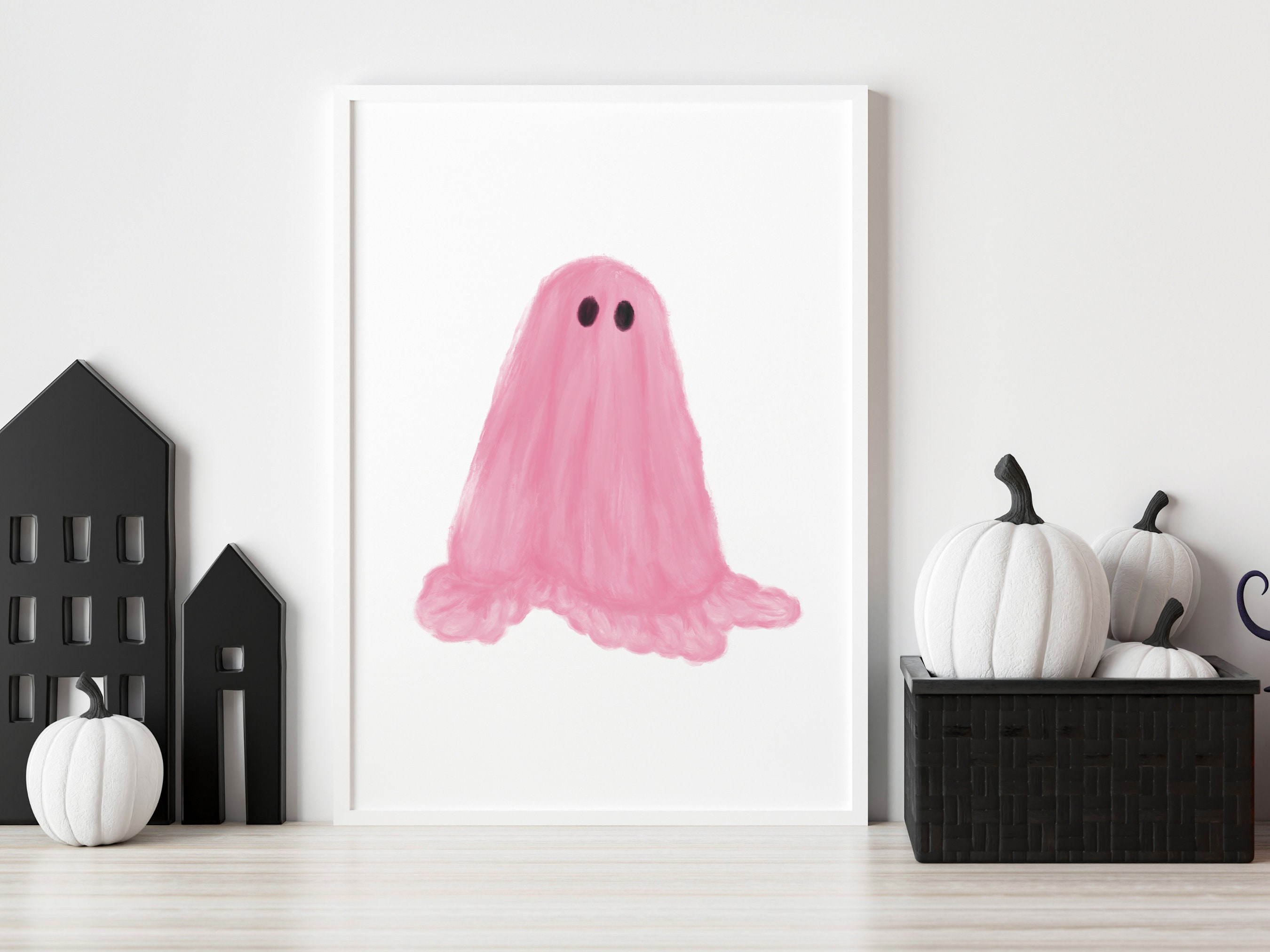 Halloween Pink Ghost Printable Art ~ Wall Art ~ Light Pink Light Ghost ...