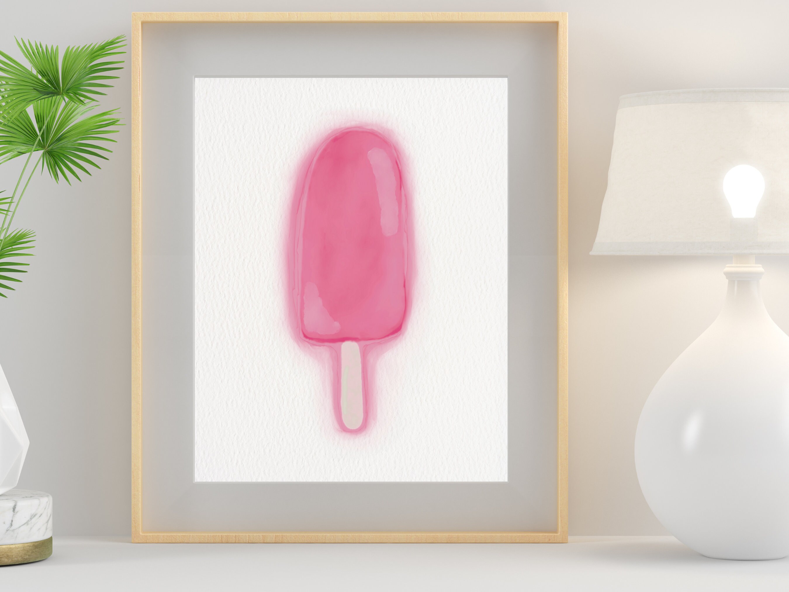 Pink Ice Pop Watercolor Printable Art Home Wall Art Watercolor Ice Pop ...
