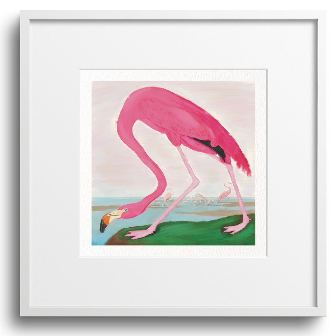 12x12 Pink Flamingo Printable Art Wall Art Square Preppy Pink Flamingo ...