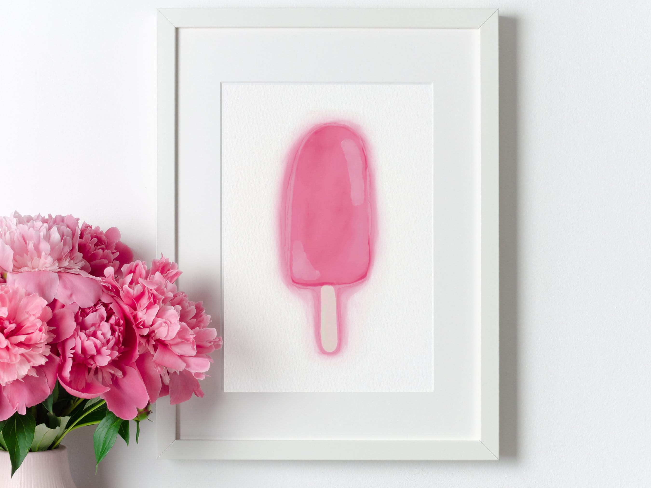 Pink Ice Pop Watercolor Printable Art Home Wall Art Watercolor Ice Pop ...