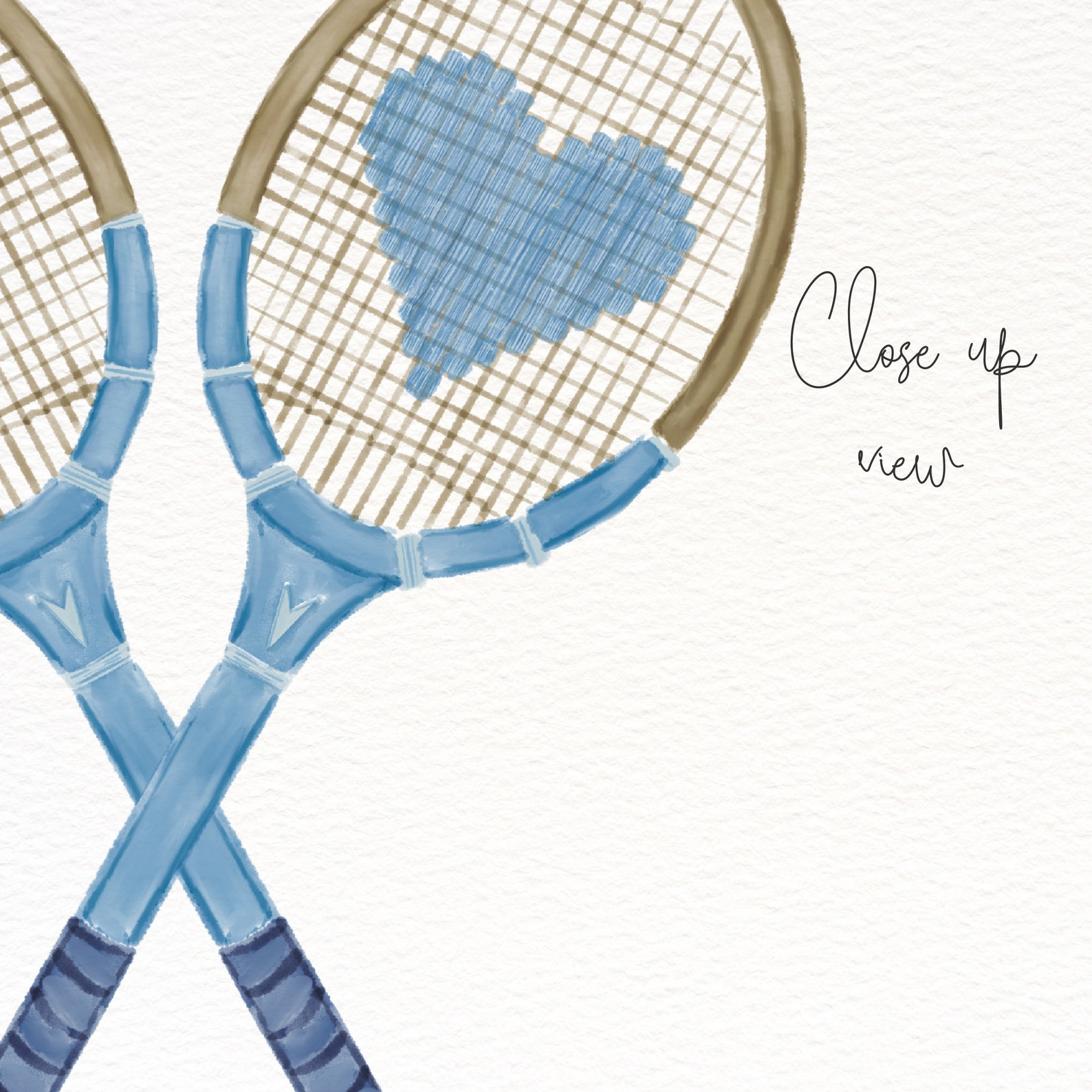 Printable Tennis Rackets With Blue Hearts Wall Art - Etsy