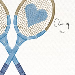 Tennis Rackets With Blue Hearts Printable Art ~ Square Wall Art ~ Blue ...