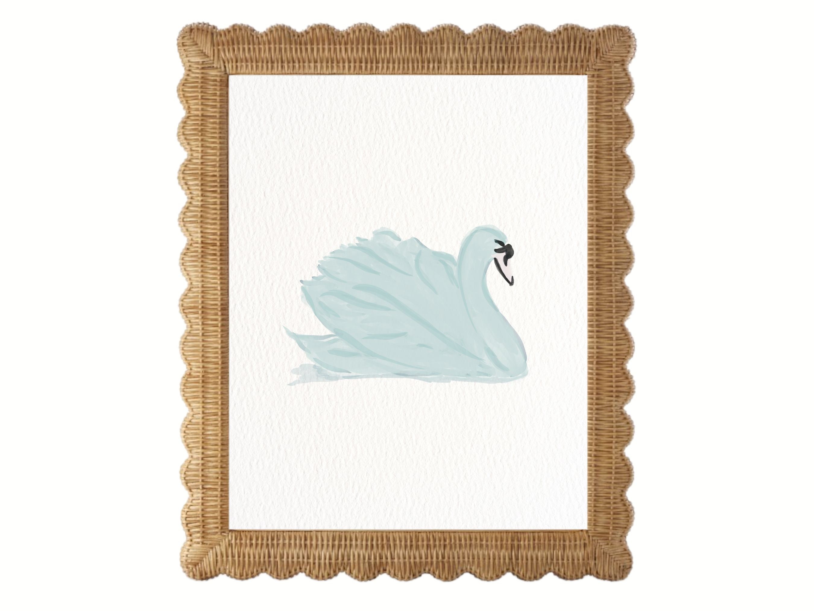 Watercolor Light Blue Swan Printable Art Wall Art - Etsy