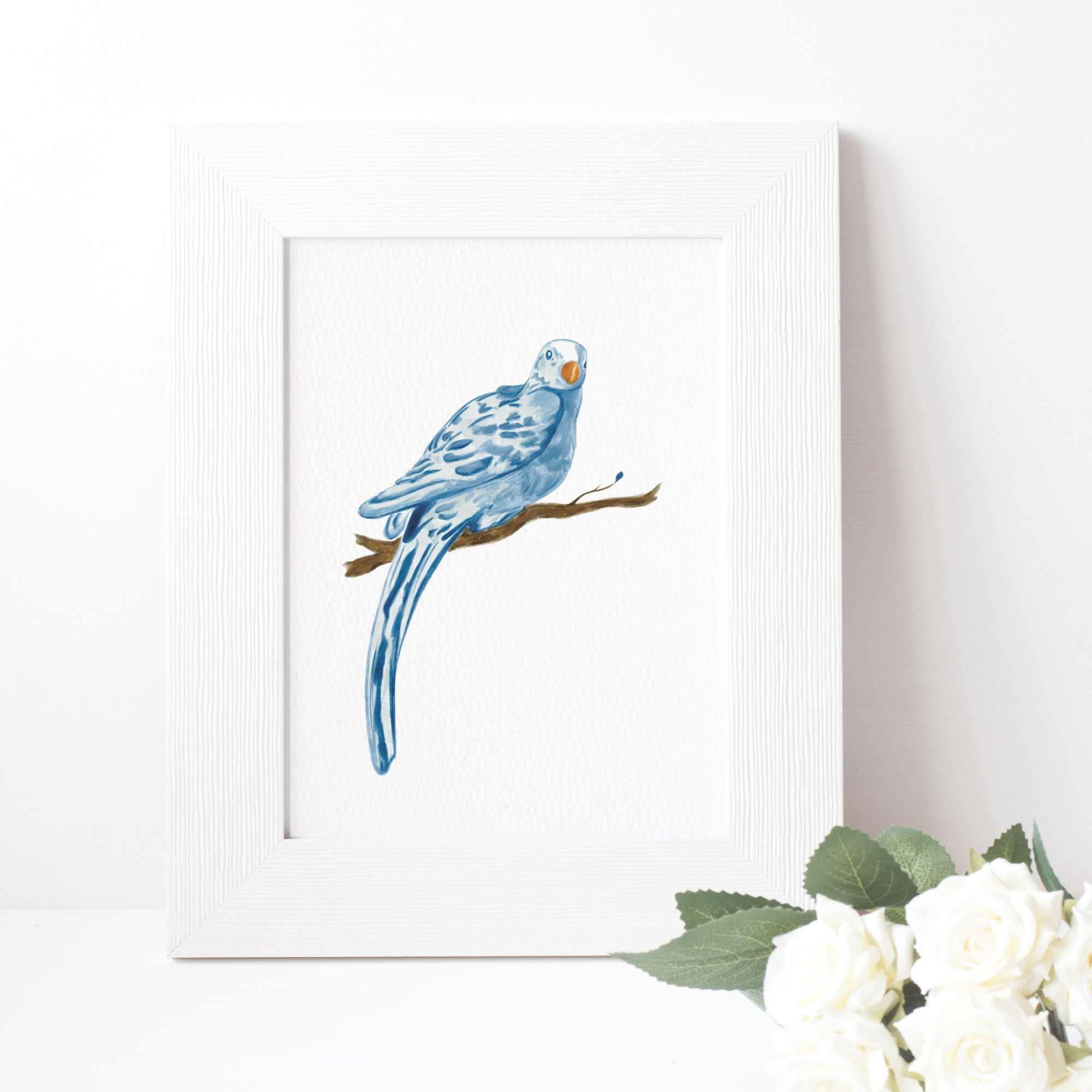 Blue Bird Printable Art Wall Art Blue and White Bird Posters Printable ...