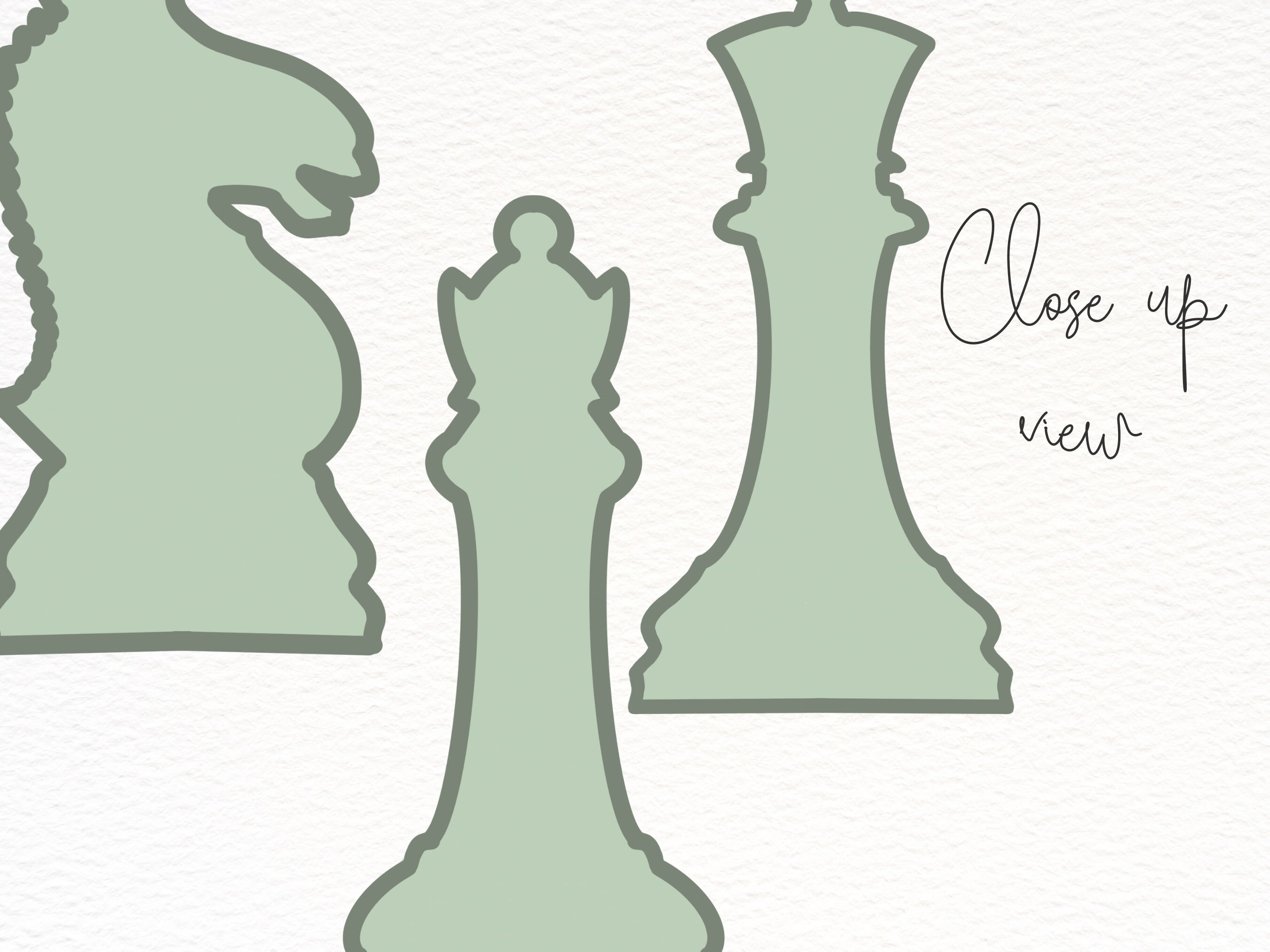 Set of 6 Green Chess Pieces Printable Art ~ Wall Art ~ Green Chess ...