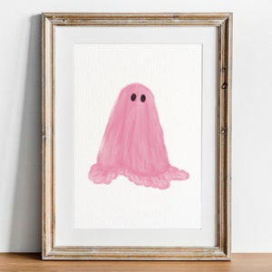 Pink Halloween Ghost Art Print, Spooky Decor (digital Download - Etsy